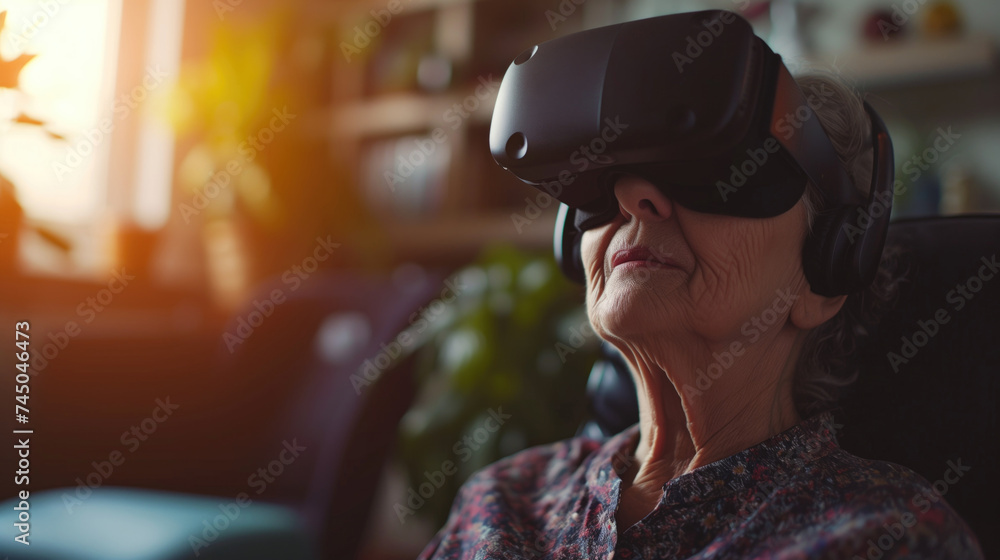 Senior woman lifestyle at home with modern technology concept. Elder ...