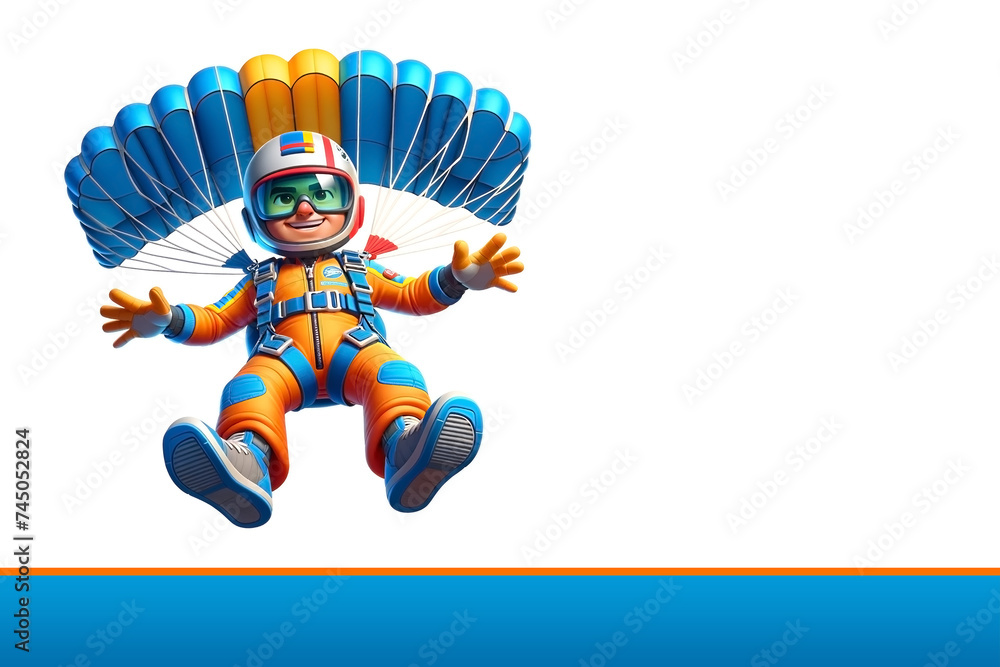 Skydiving Adventures: Cartoon Illustration with Parachute Characters ...