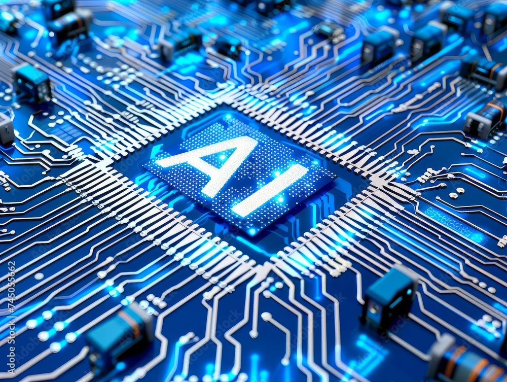 AI processor glows with, powerful chip of artificial intelligence ...