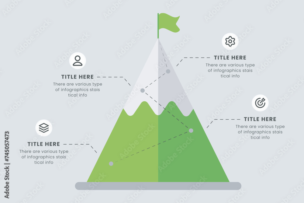 4 Steps to success mountain infographic design, Route to the top of ...