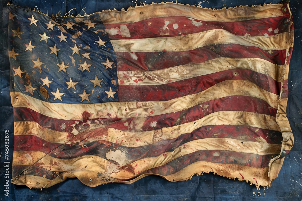 Ripped American Flag A Torn and Dirty Symbol of Patriotism Generative ...
