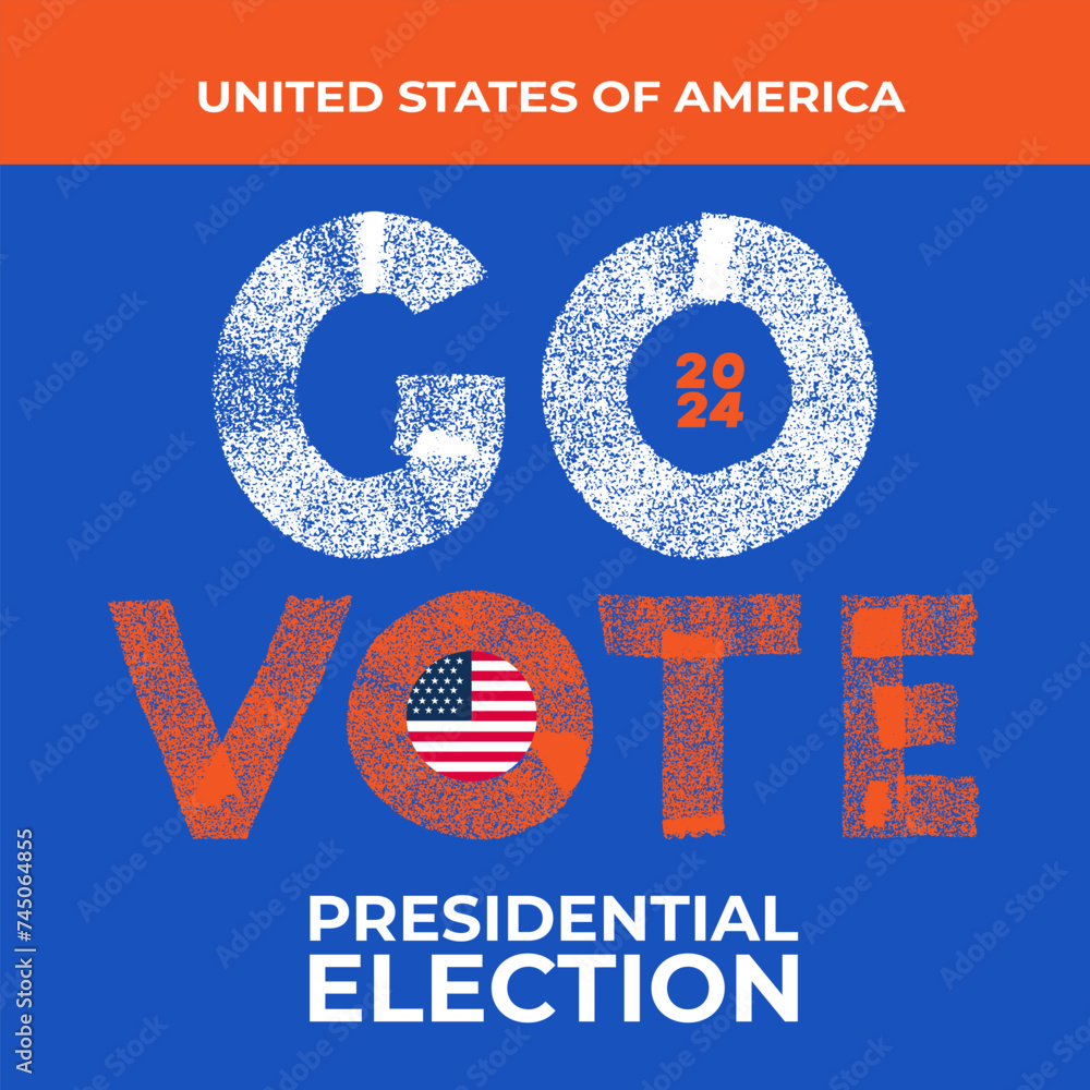 Go Vote text in calligraphy for United States of America Presidential ...