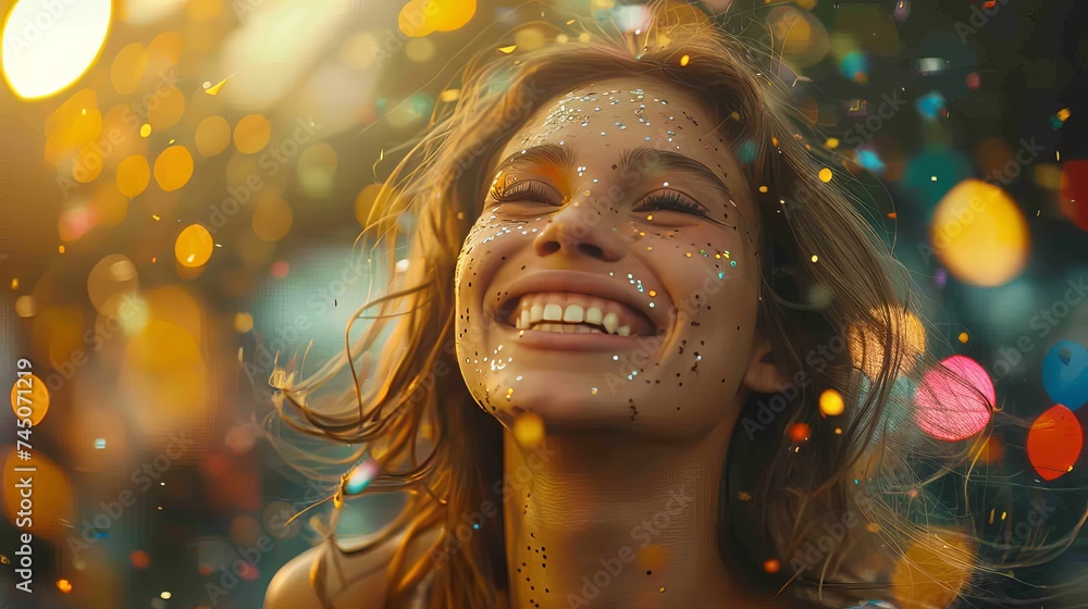 Showcase moments of pure joy in a vibrant lifestyle setting, capturing ...