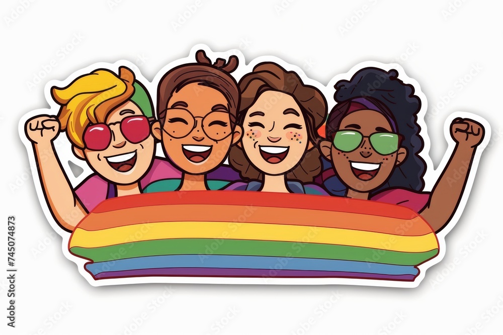 LGBTQ Pride group communication. Rainbow disciple colorful celebration ...
