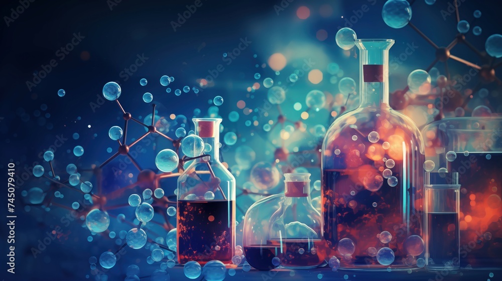 the concept of medical science pharmaceutical research, featuring a ...