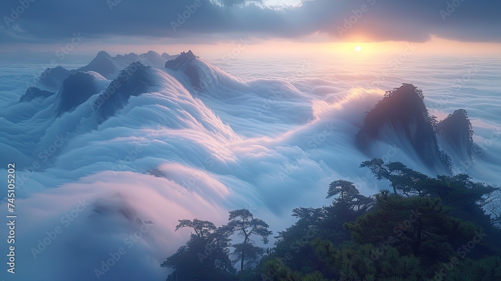 wide angle dramatic long exposure waiting for a breathtaking sunrise ...