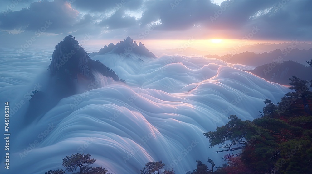 wide angle dramatic long exposure waiting for a breathtaking sunrise ...