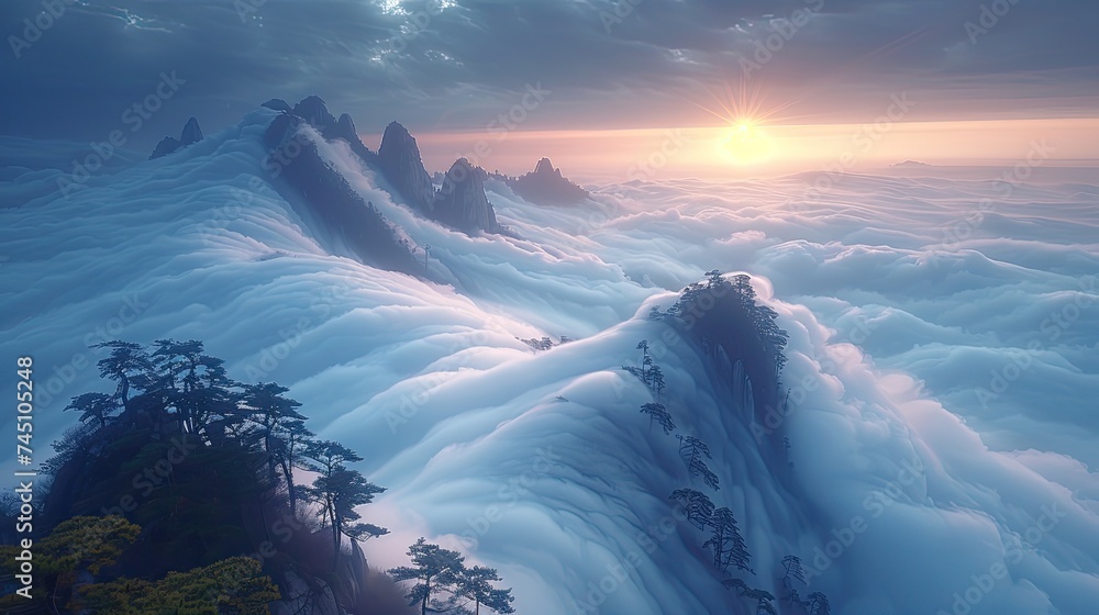 wide angle dramatic long exposure waiting for a breathtaking sunrise ...