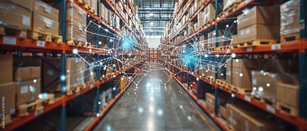 smart warehouse management system, featuring interconnected IoT devices ...