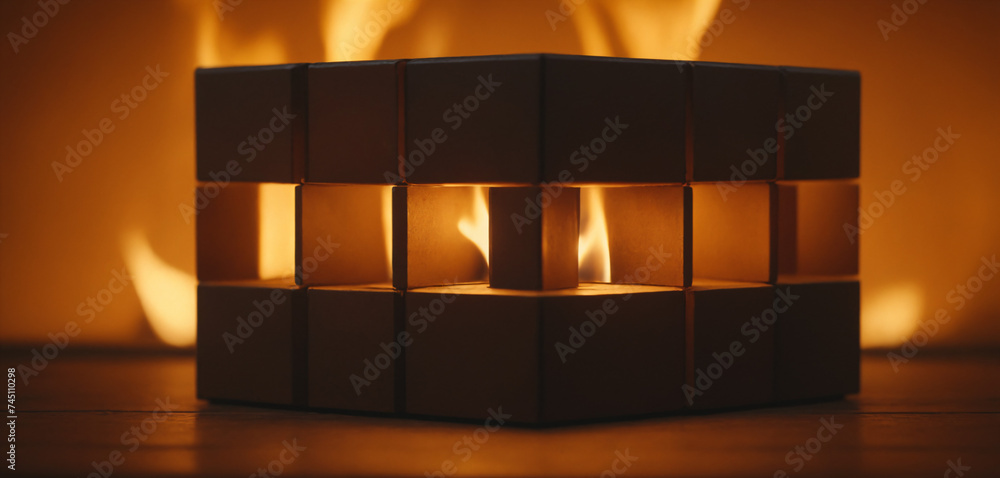3d, cube, light, box, pattern, design, illustration, fire, business ...