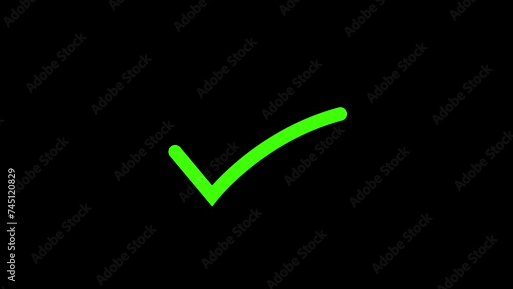 Check mark animation or tick doodle, hand drawn check mark animation on a black background ...