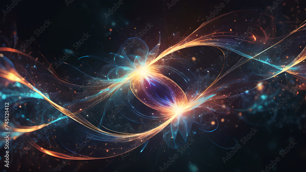 Cosmic energy interlaced with digital particles, forming a versatile ...