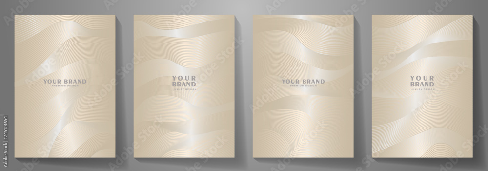Premium gold cover design set with lines and gradient. Luxury ...