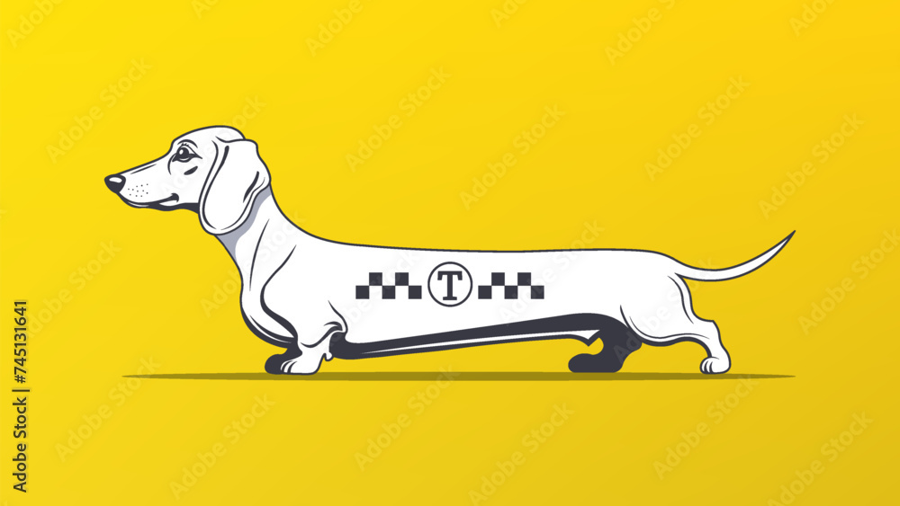 Vector funny cartoon black and white cartoon very long dachshund breed ...