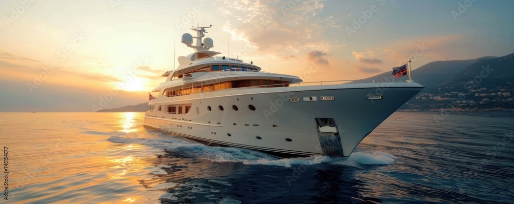 Sailing Across the Sea. Yacht Cruising on Mediterranean Waters. Luxury ...
