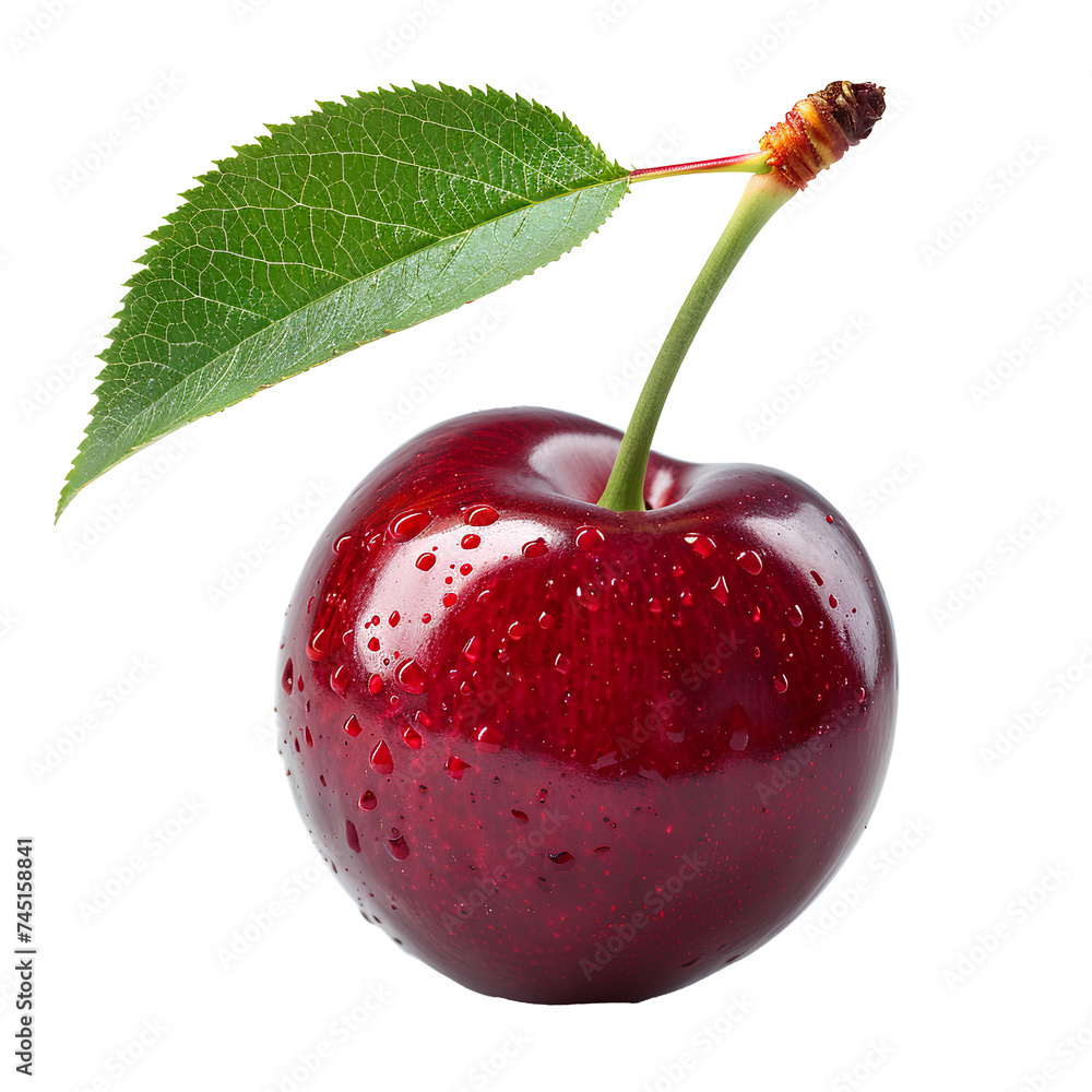 Red cherry with stem PNG. Red cherries PNG. Wild red cherry isolated ...