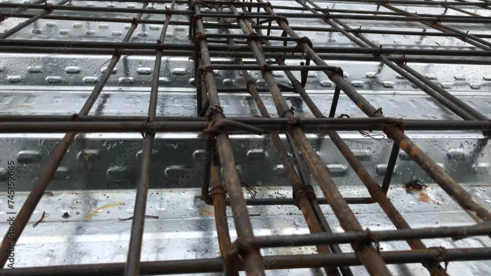 Industrial background. Rebar texture. Rusty rebar for concrete pouring ...