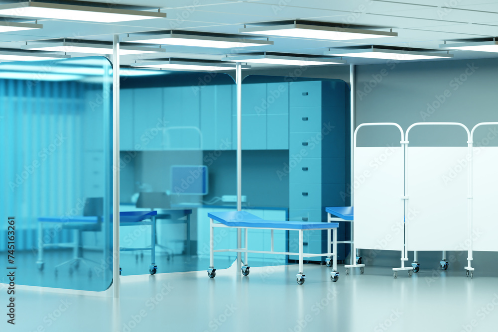 Hospital premises. Private clinic interior. Place for receiving ...
