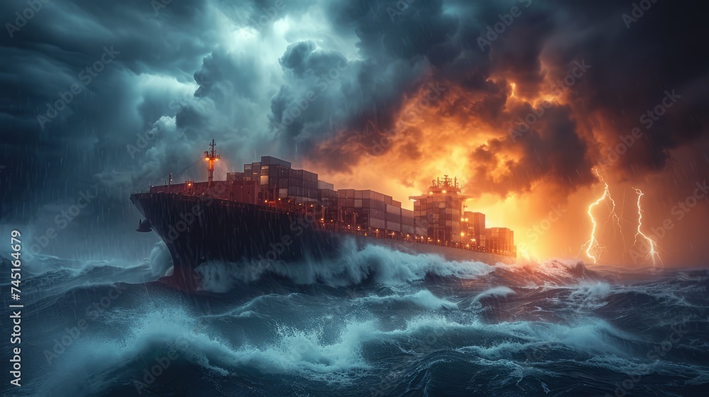 Experience the intensity of a striking image capturing a colossal cargo ...
