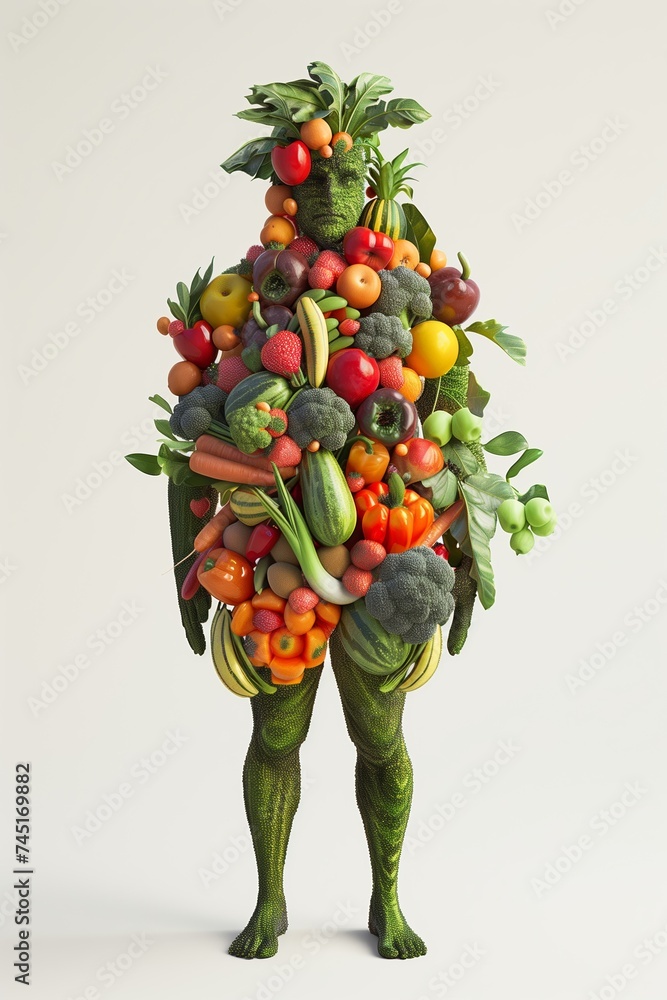 Human body made of fruits and vegetables live and raw food Vegan Day ...
