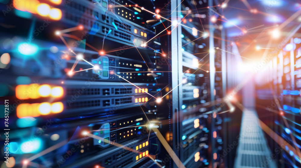 Data Center, Server Racks, Internet of Things, Data Flow ...