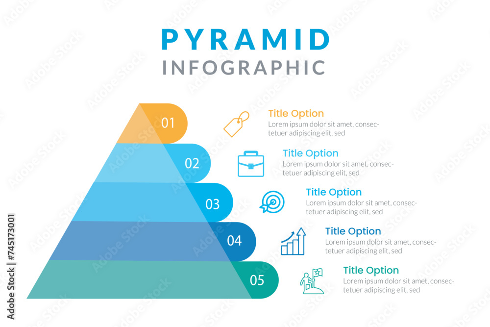 Stacked pyramid chart. Abstract element of chart, graph, diagram with 5 ...