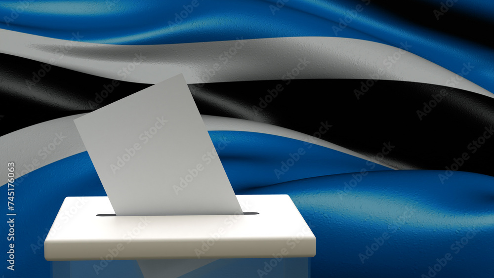 Blank ballot with space for text or logo is dropped into the ballot box ...