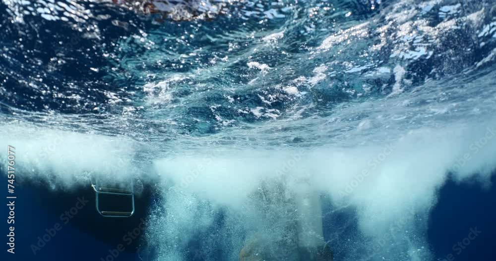 underwater scenery of mediterranean rocks and reef deep blue clean ...