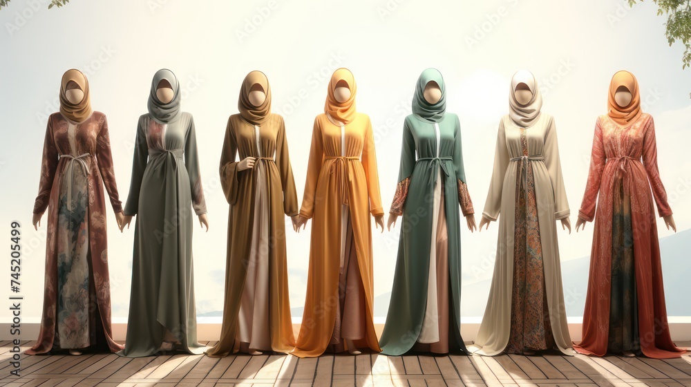 Muslim women's clothing with various types of colors and motifs ...