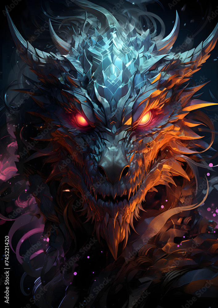 Dragon, Gothic Mythical Dragon Head, Medieval Fantasy Dragon Graphic ...