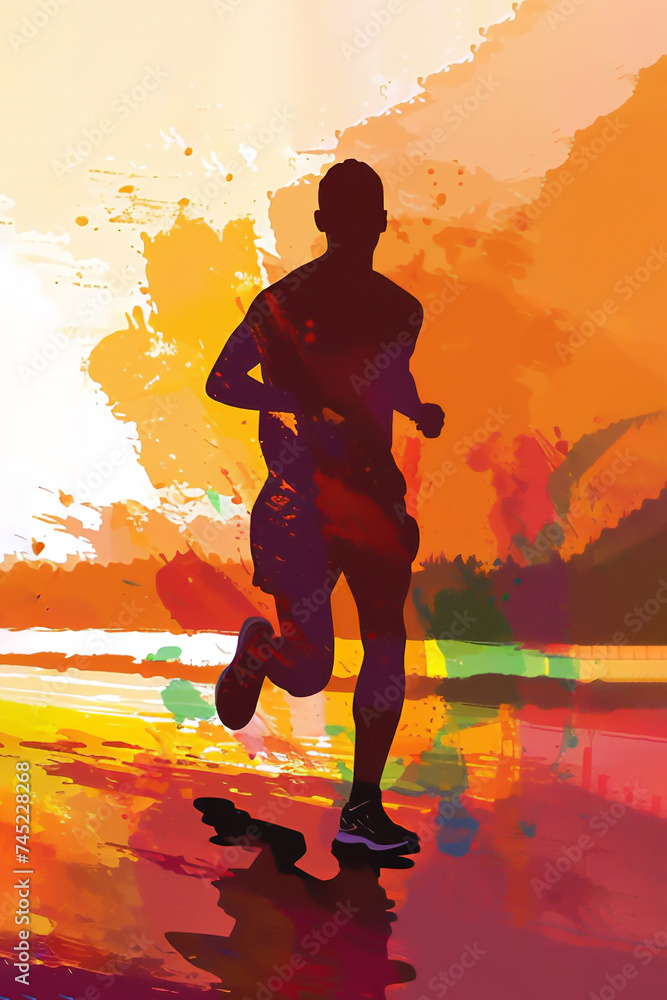 Male athlete runner doing a training exercise for a sports race event ...