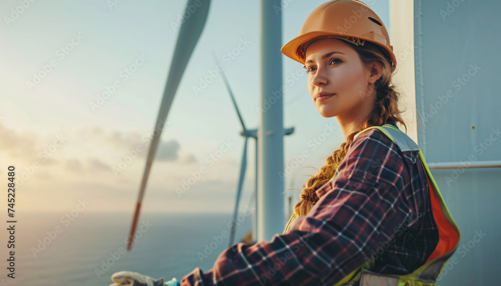 Portrait of a female construction engineer worker on a construction ...