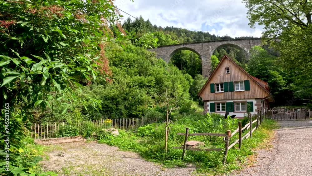 Charming scene in the high Black Forest where a rustic lodge meets the ...