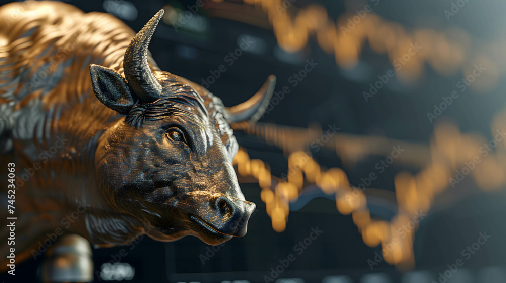 bull market on stock or currency, stock price increase and uptrend ...