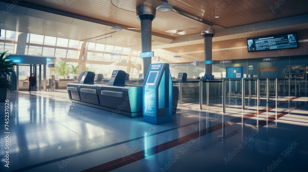 Generative AI Deserted Airport Check-In Counters ::1 image illustrating ...