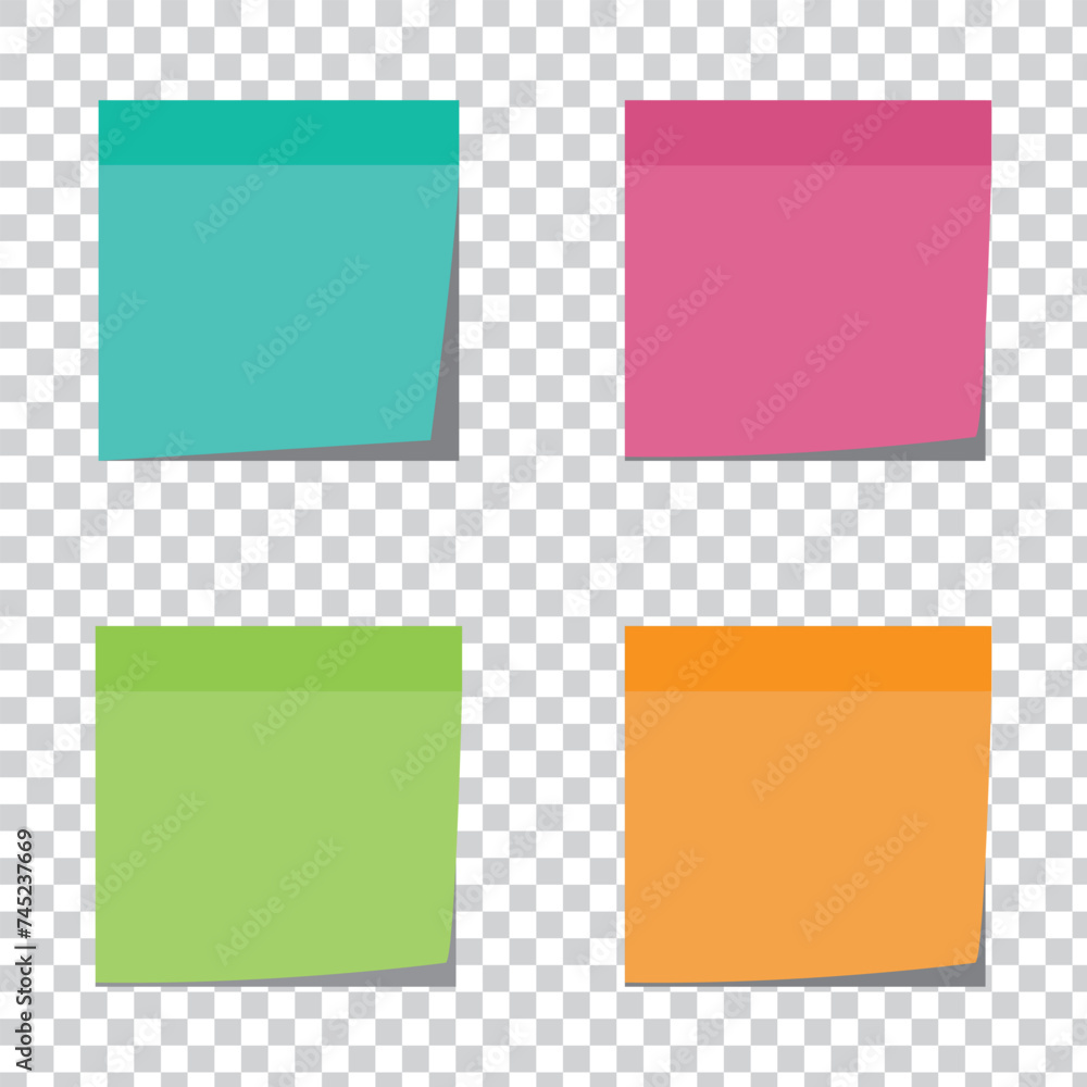 Office colourfull paper sticker with bent lower left corner isolated on ...