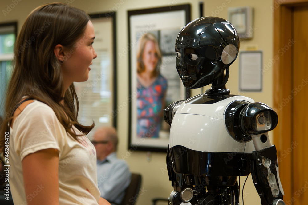 With its friendly demeanor, the humanoid robot converses with office ...