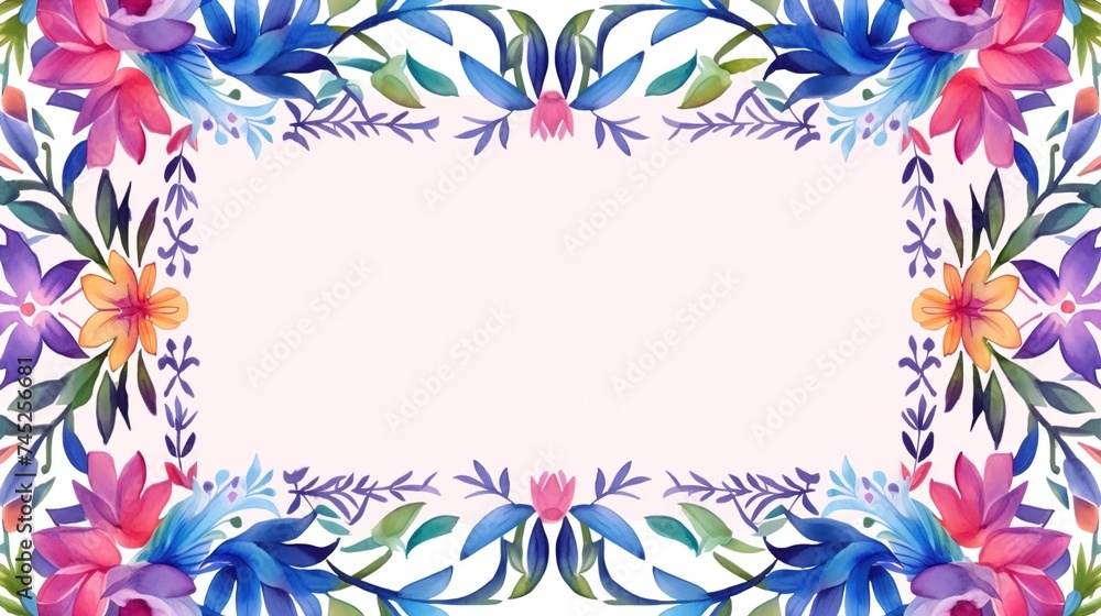 Cultural Patterns Frame, Inspired by traditional textiles, watercolor ...