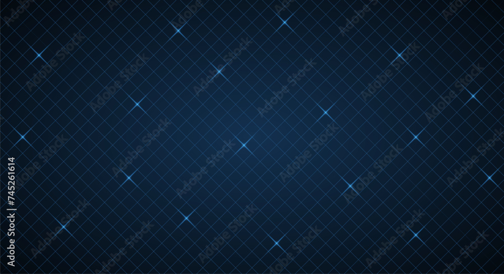 Dark Blue Grid line background with glow stars. Stock Vector | Adobe Stock