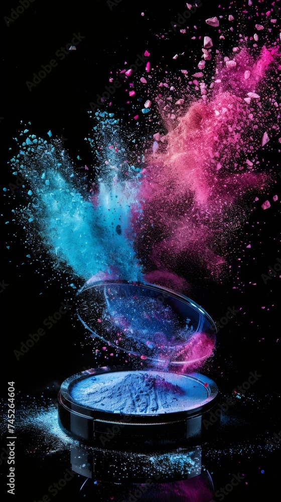 Dynamic Makeup Powder Eruption, Makeup powder in a vivid explosion of ...