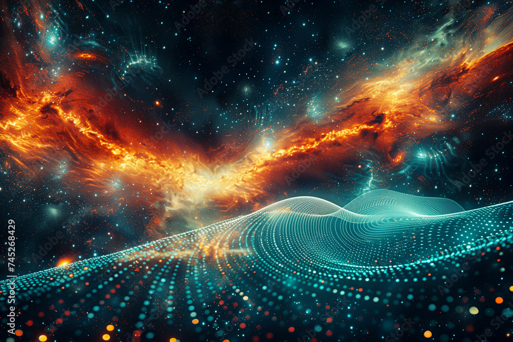 A visual representation of data and binary codes intertwining with the ...