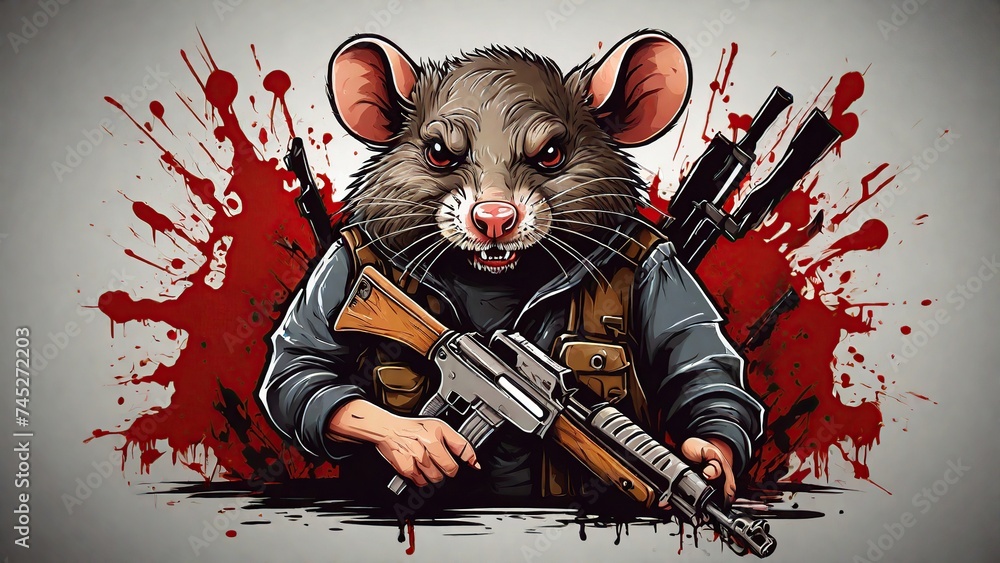 illustration vector artwork of angry rat logo cartoon grafiti style ...