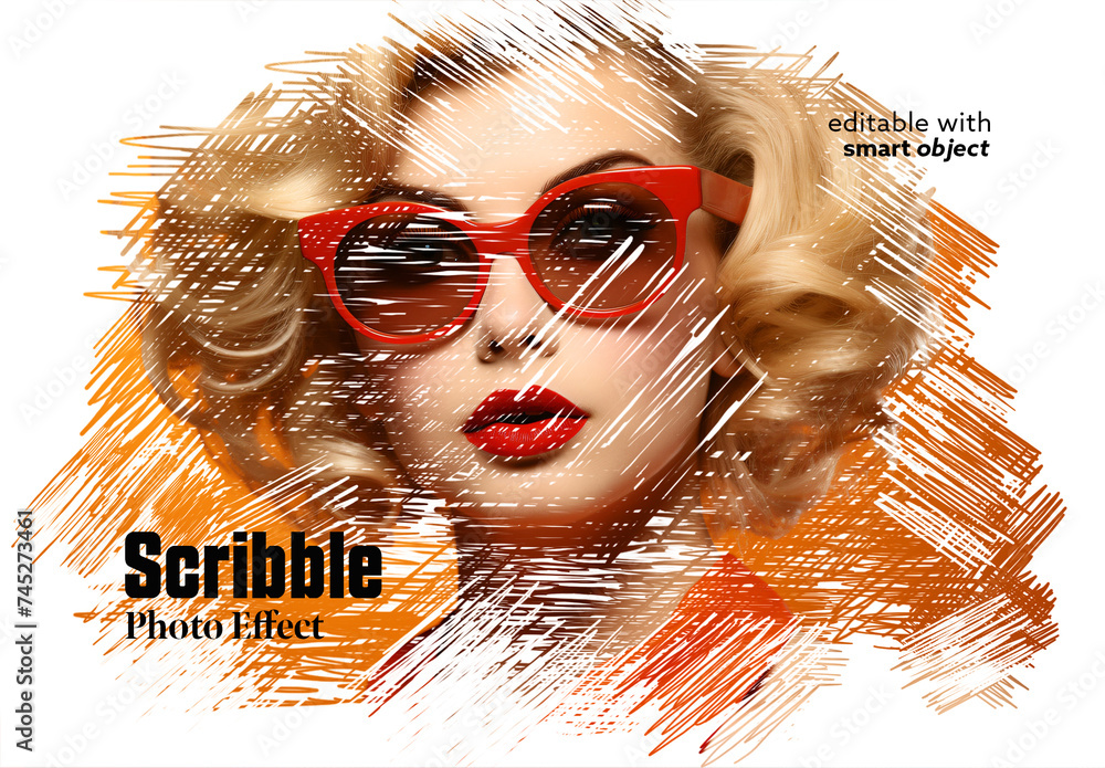 Scribble Photo Effect Stock Template | Adobe Stock