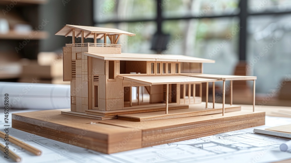 construction plan for model house concept on blueprint drawings for ...