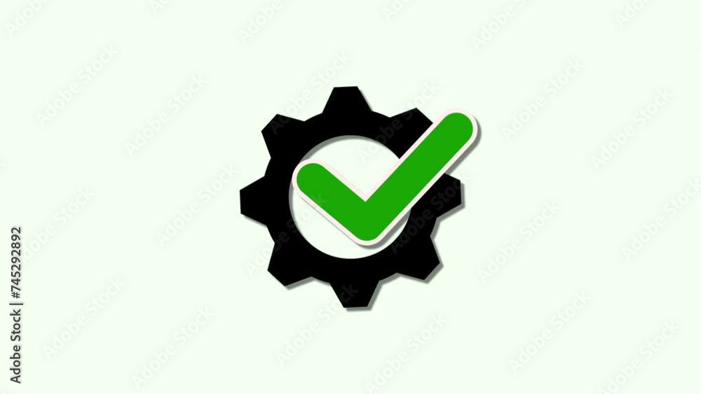 Tick mark icon, check list, right icon. With moving gears . Stock-Video ...