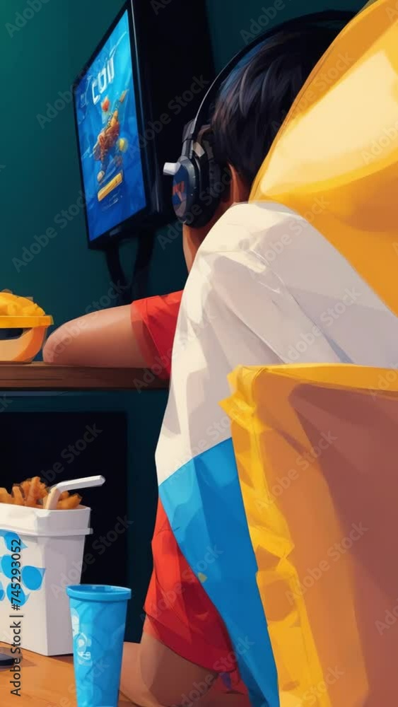 Digital Playtime: Gen Z Gamer's Lazy Delight - Animated Illustration of ...