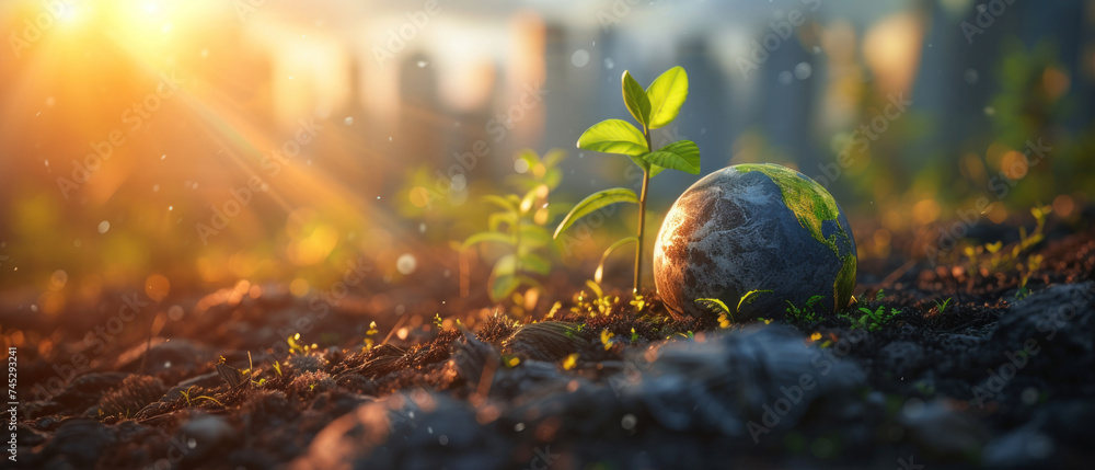 a surreal fusion of nature and cosmic elements, where Earth looms large ...