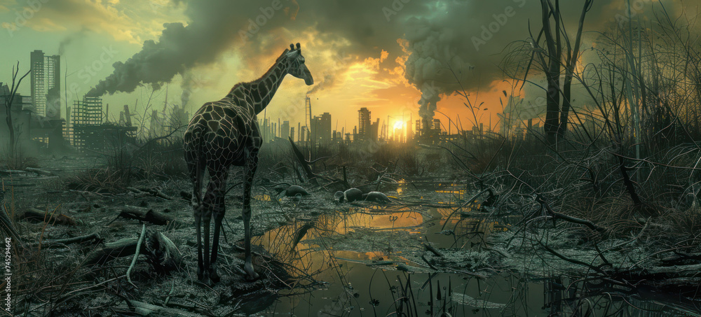 A digital landscape depicting the harsh consequences of global warming ...