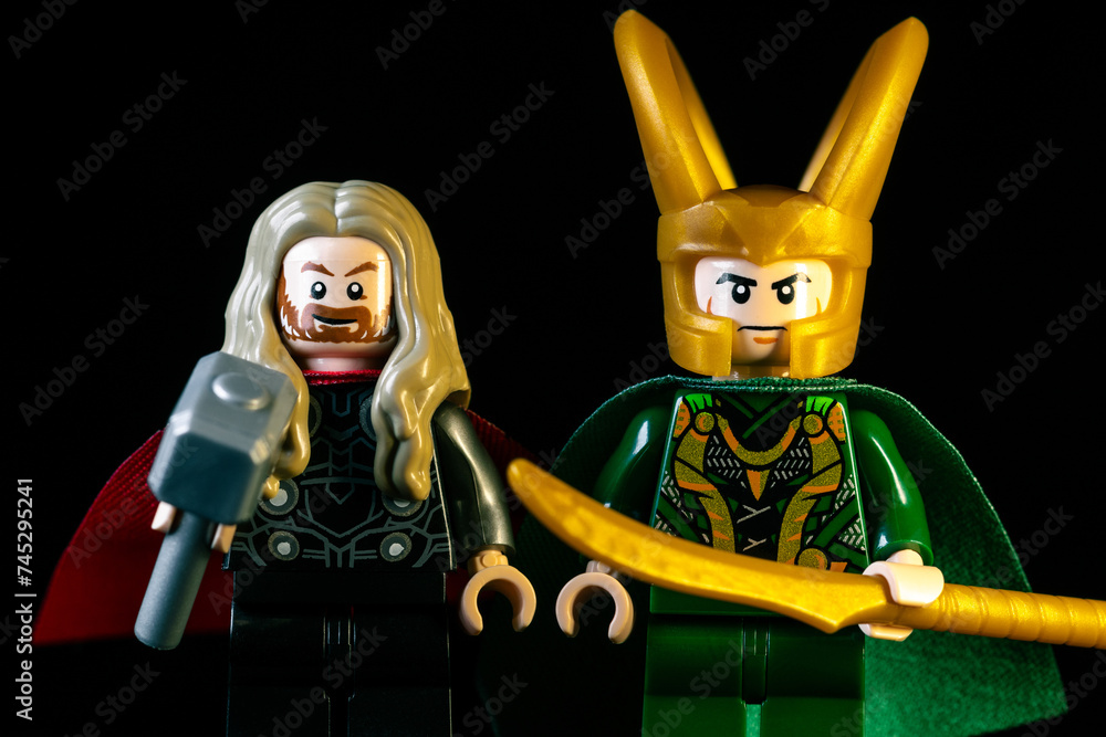 LEGO Marvel's The Mighty Thor with the Mjolnir and Loki in the horned ...