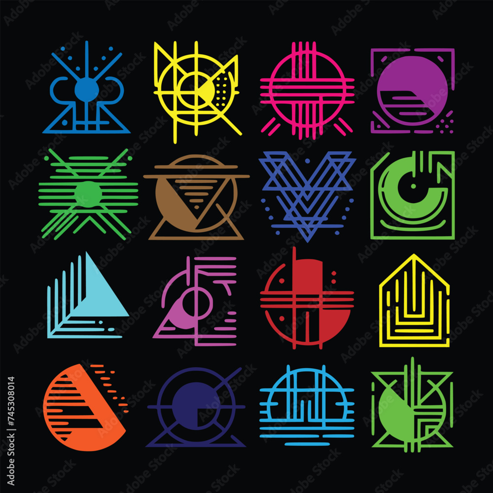 set of icons for design Modern abstract background with geometric ...